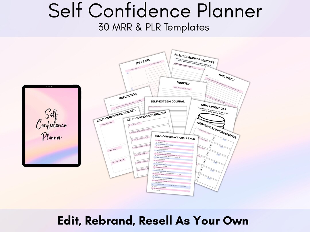 Self Confidence Planner, 2026 Digital Planner , Master Resell Rights ...
