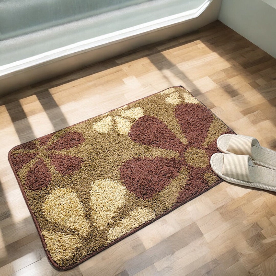 Floral Colourful Bathroom Tufted Rugs Non Slip Bathroom Mat, Washable ...