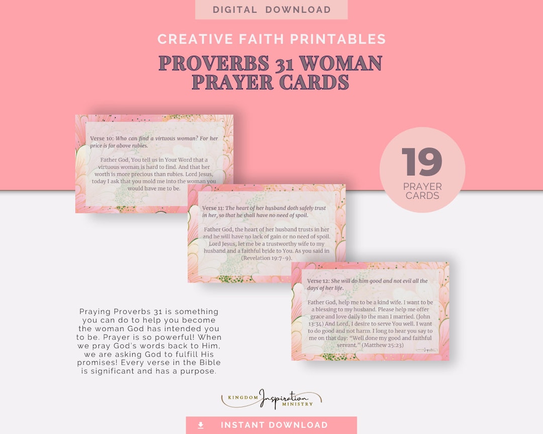 The Proverbs 31 Woman Prayer Cards Printable - Etsy