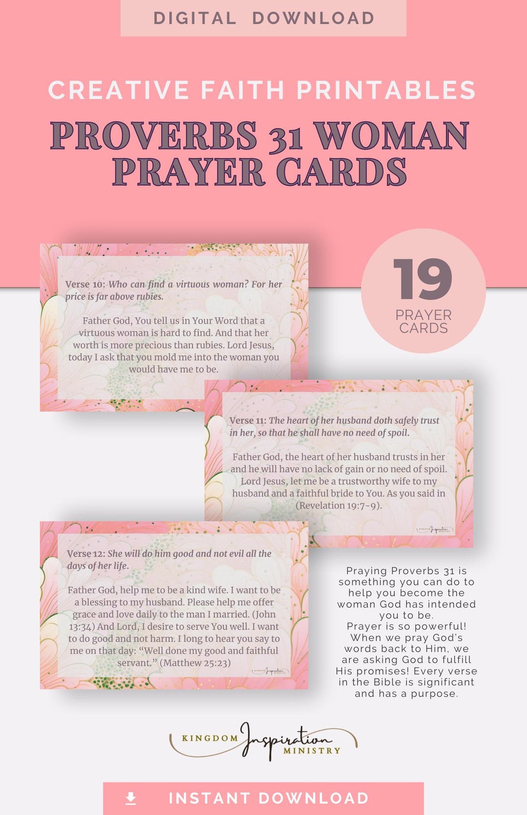 The Proverbs 31 Woman Prayer Cards Printable - Etsy