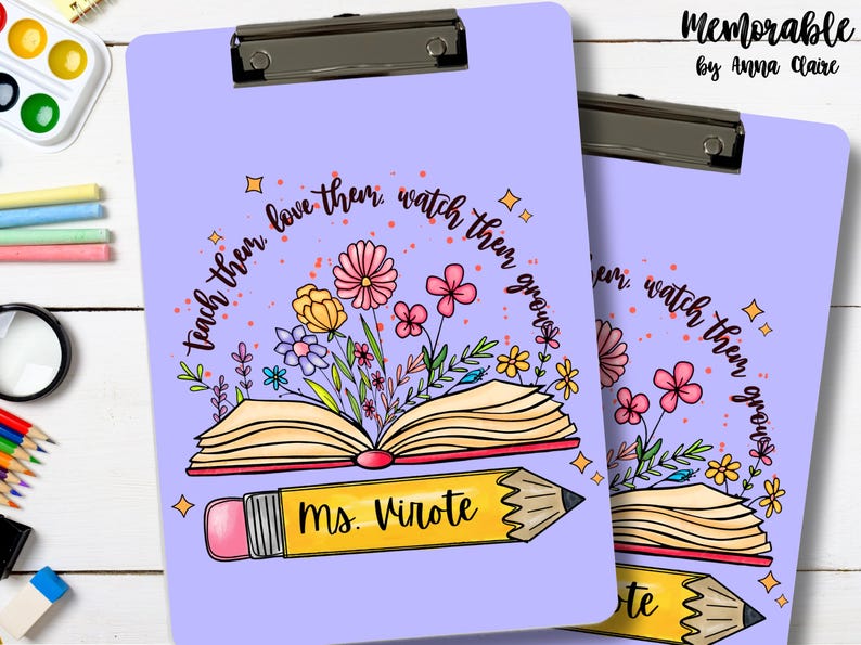 Personalized Teacher Clipboard: Custom Floral Design, Back to School ...