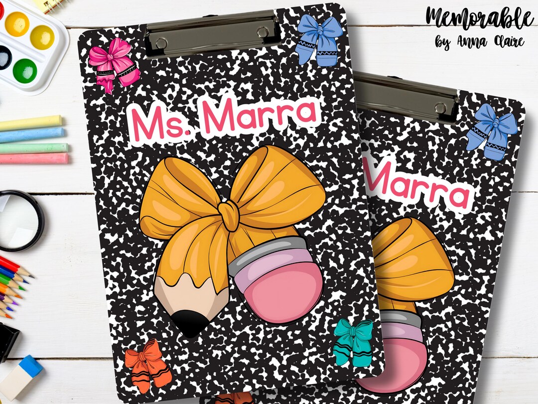 Personalized Teacher Clipboard With Coquette Bow Design – Custom Name ...