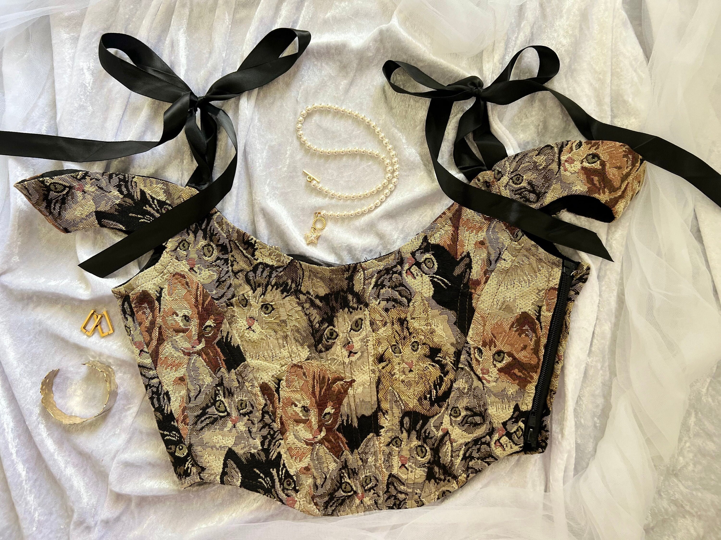 Vintage Corset Top for Women Cat Corset - Etsy