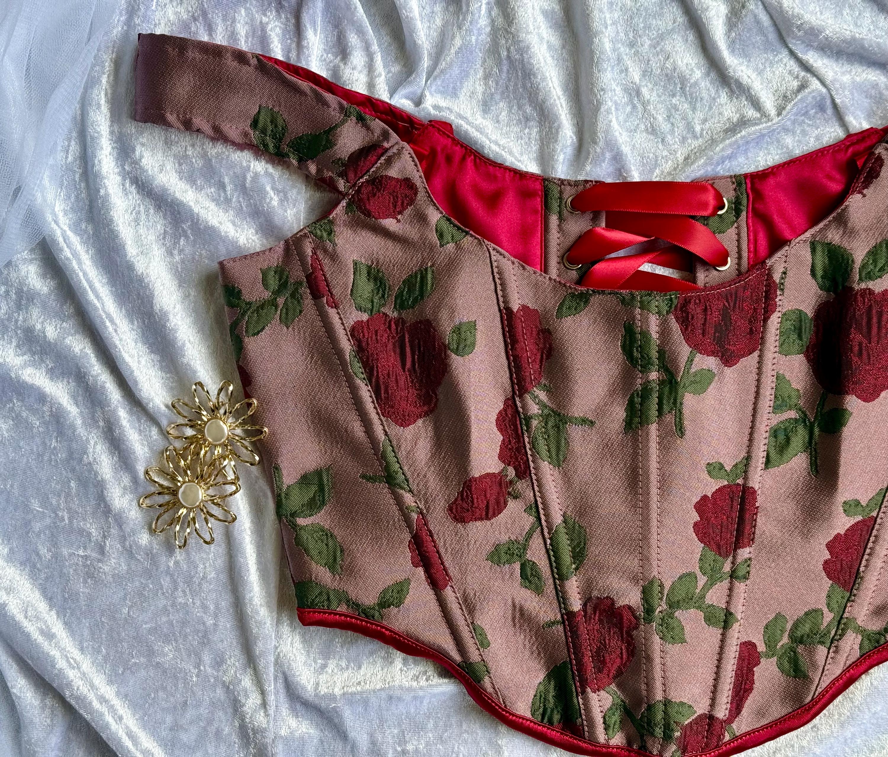 Vintage Corset Top for Women Red Rose Corset - Etsy