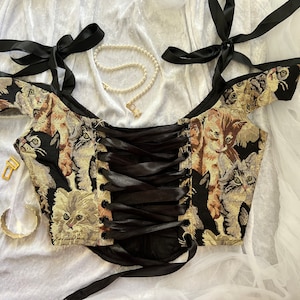 Vintage Corset Top for Women Cat Corset - Etsy