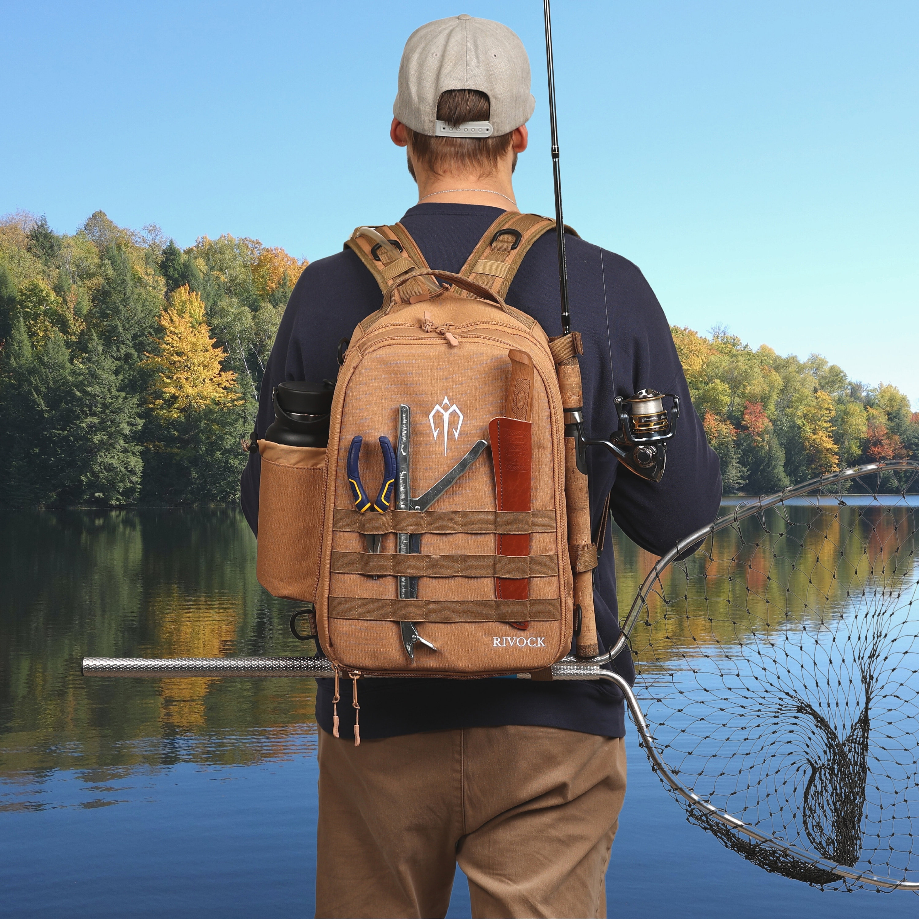 Rivock Fishing Backpack 3-way Wear Fishing Tackle Bag With Rod Holder ...