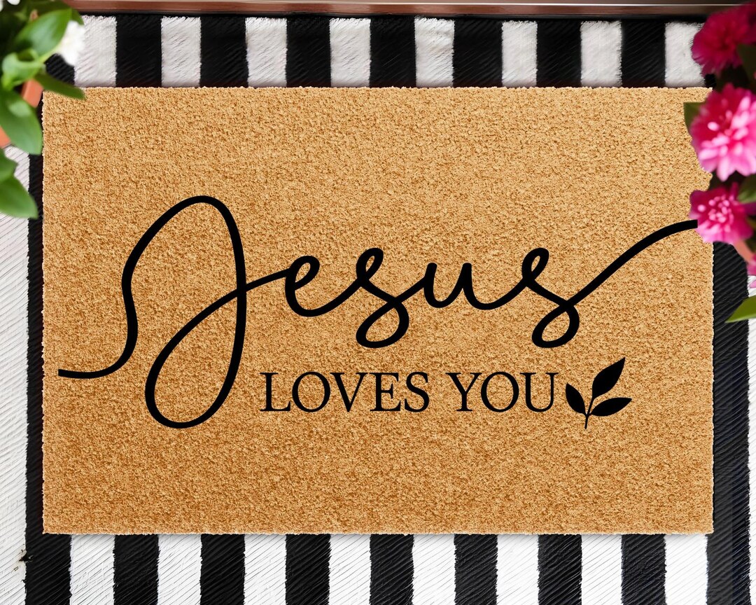 Jesus Christ Loves You Door Mat, Christian Faith Welcome Rug ...