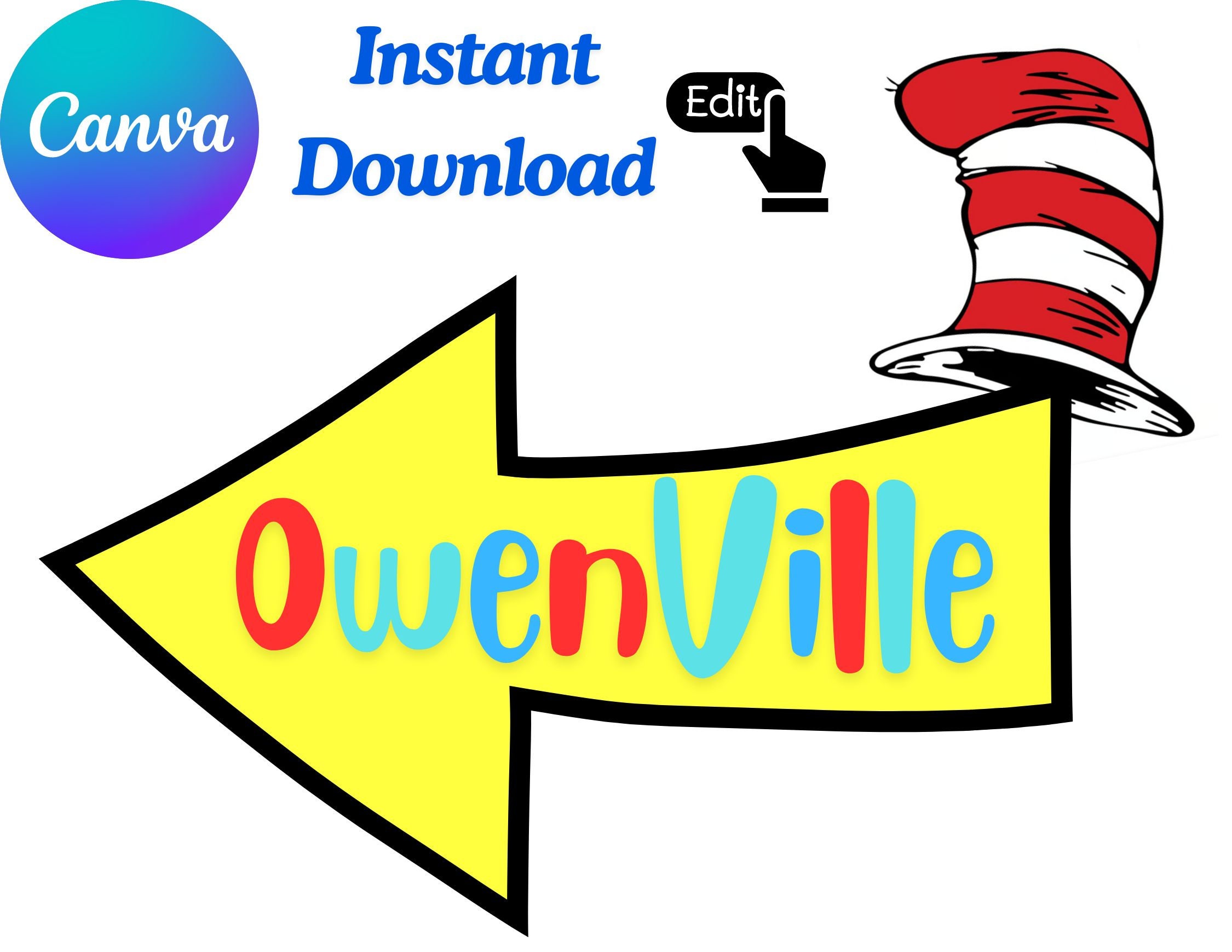Dr.seuss/cat in the Hat, Directional SIGNS, Directional Arrows Digital ...