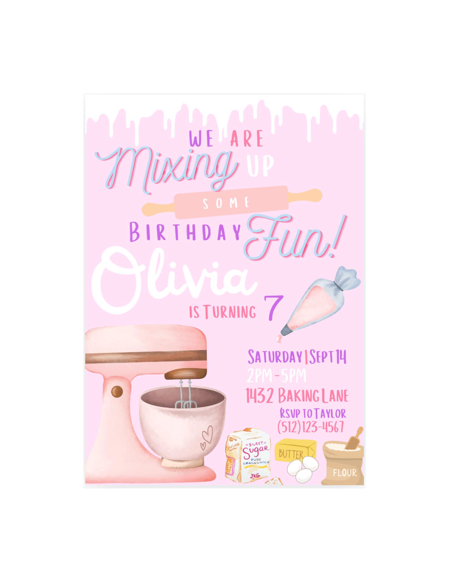 Editable Baking Birthday Party Invitation Kids Decorating Birthday Girl ...