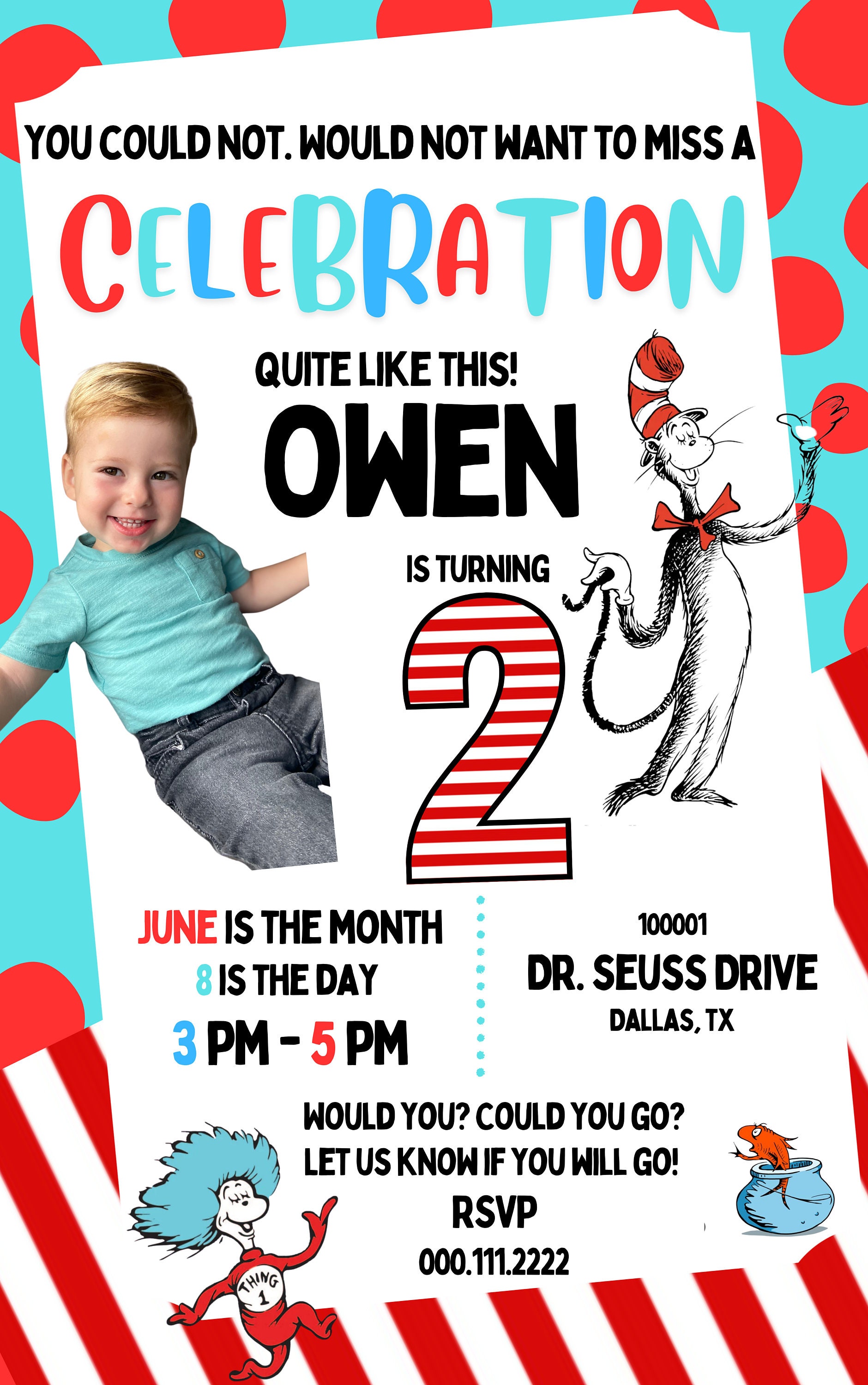 Dr Seuss Birthday Invitation, Dr Seuss Party, Dr Seuss Baby, Dr Seuss ...