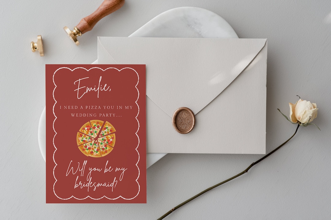 Funny Retro Pizza Bridesmaid Proposal Template, Printable Bridesmaid ...