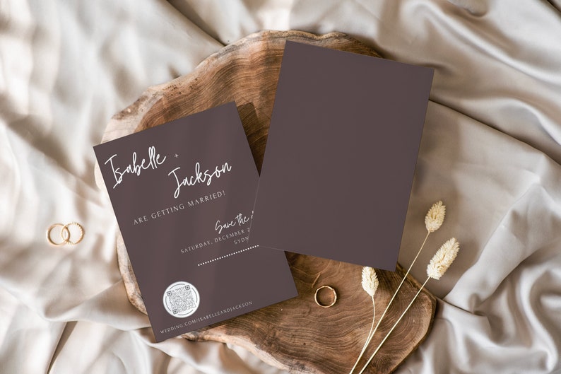 Minimalist Printable Save the Date Template, Simple Brown Wedding ...