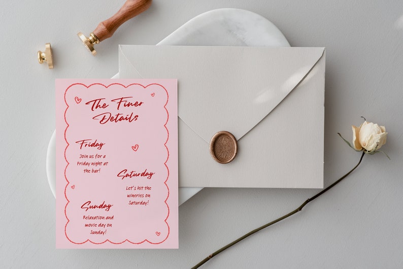 Retro Bachelorette Itinerary Template, Girly Hen Do Invite (digital) - Etsy