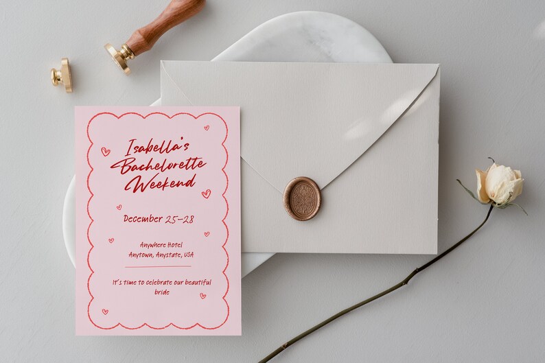 Printable Retro Girly Bachelorette Hens Itinerary, Retro Hen Do Invite ...