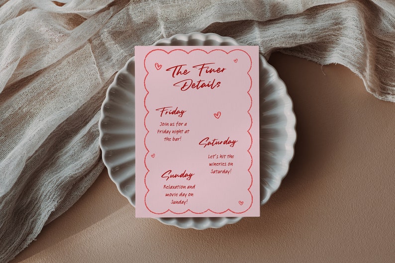 Printable Retro Girly Bachelorette Hens Itinerary, Retro Hen Do Invite ...