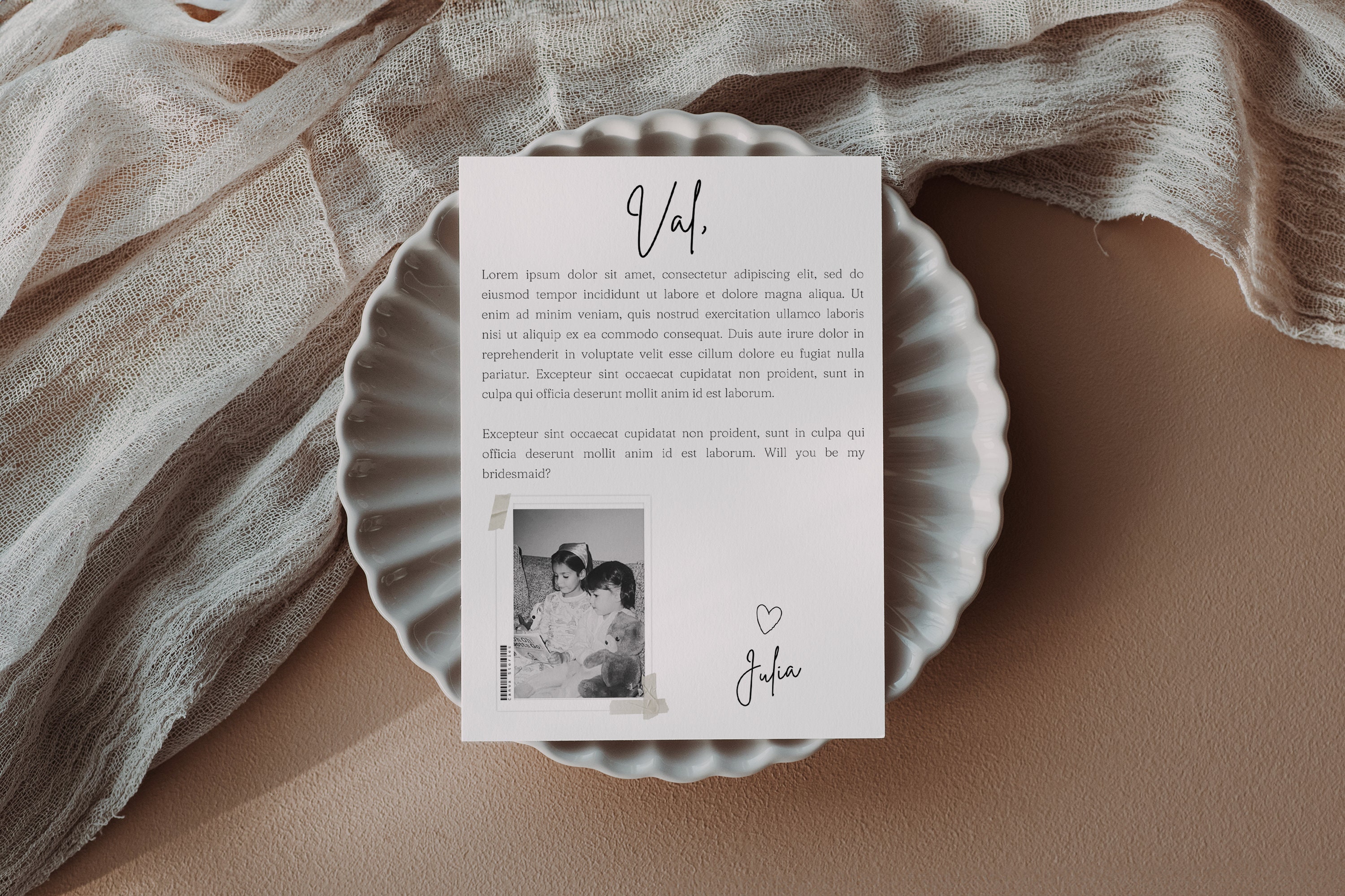 Vintage Photo Bridesmaid Proposal Letter Template, Printable Bridesmaid ...