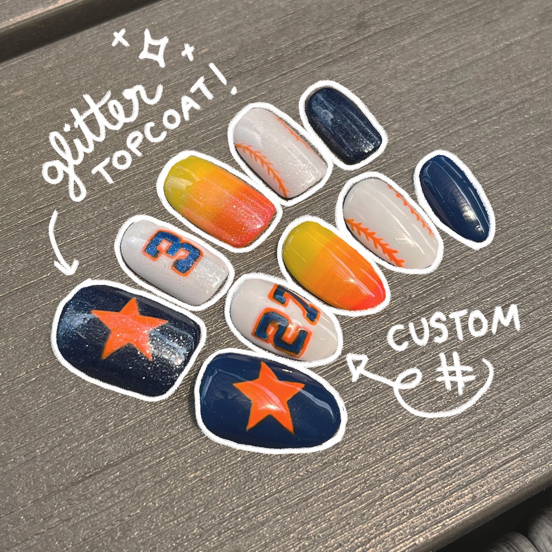 Houston Astros Inspired Press on Nails | Baseball Htown Custom - Etsy