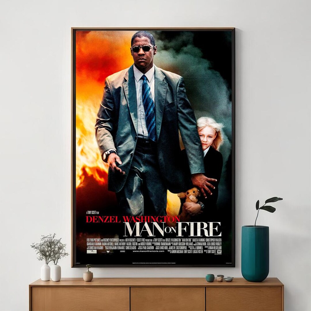 Man on Fire Movie Poster, Unique Cinema Art, Fine Canvas Art Print ...