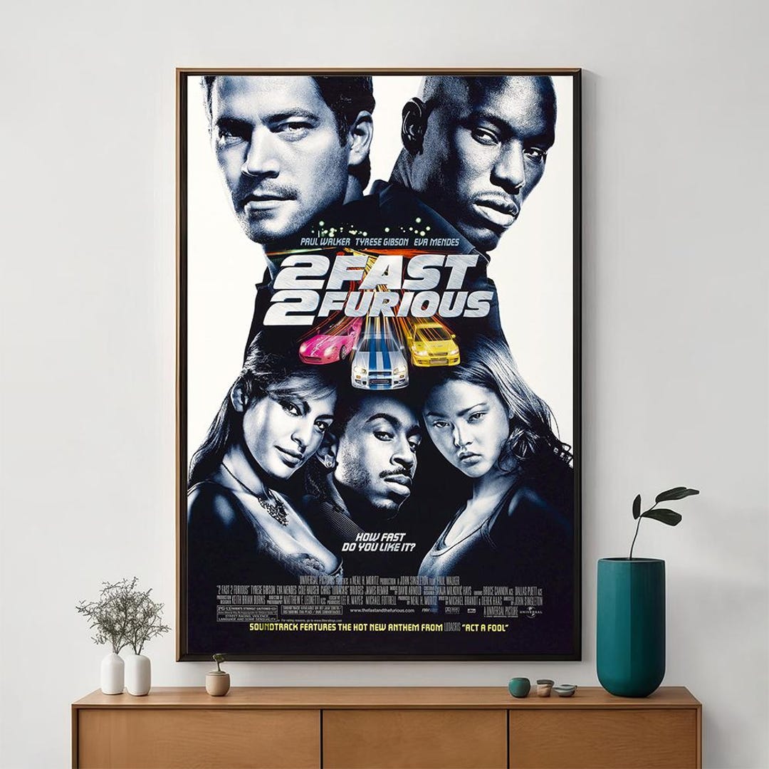 2 Fast 2 Furious Movie Poster, Unique Cinema Art, Fine Canvas Art Print ...