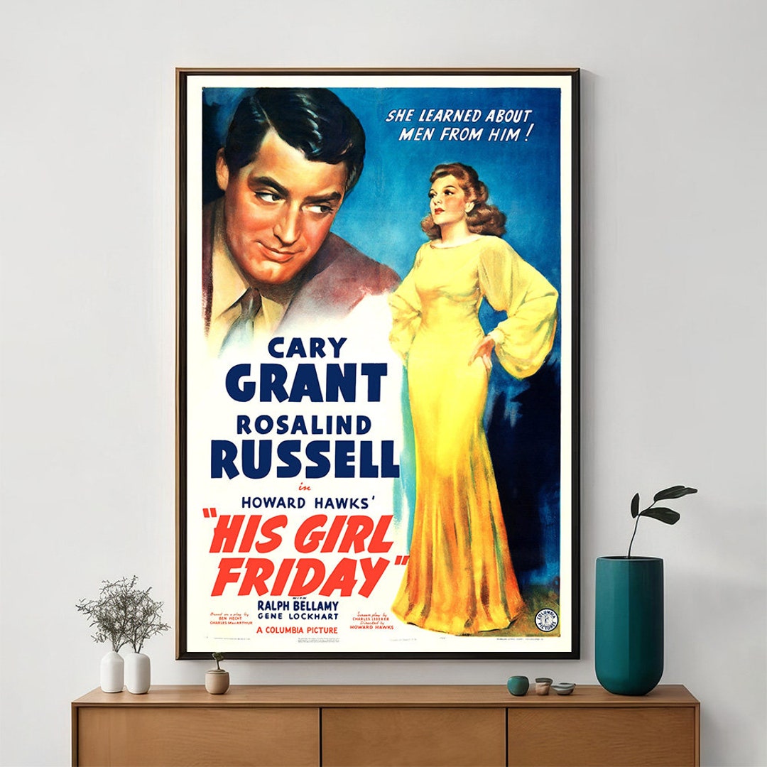 His Girl Friday Movie Poster, Unique Cinema Art, Fine Canvas Art Print ...