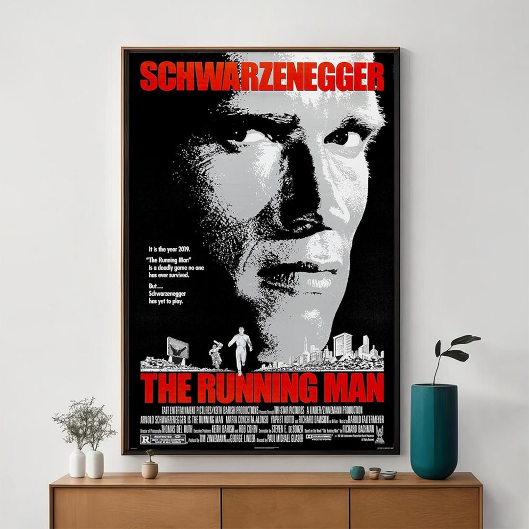 The Running Man Movie Poster, Unique Cinema Art, Fine Canvas Art Print ...
