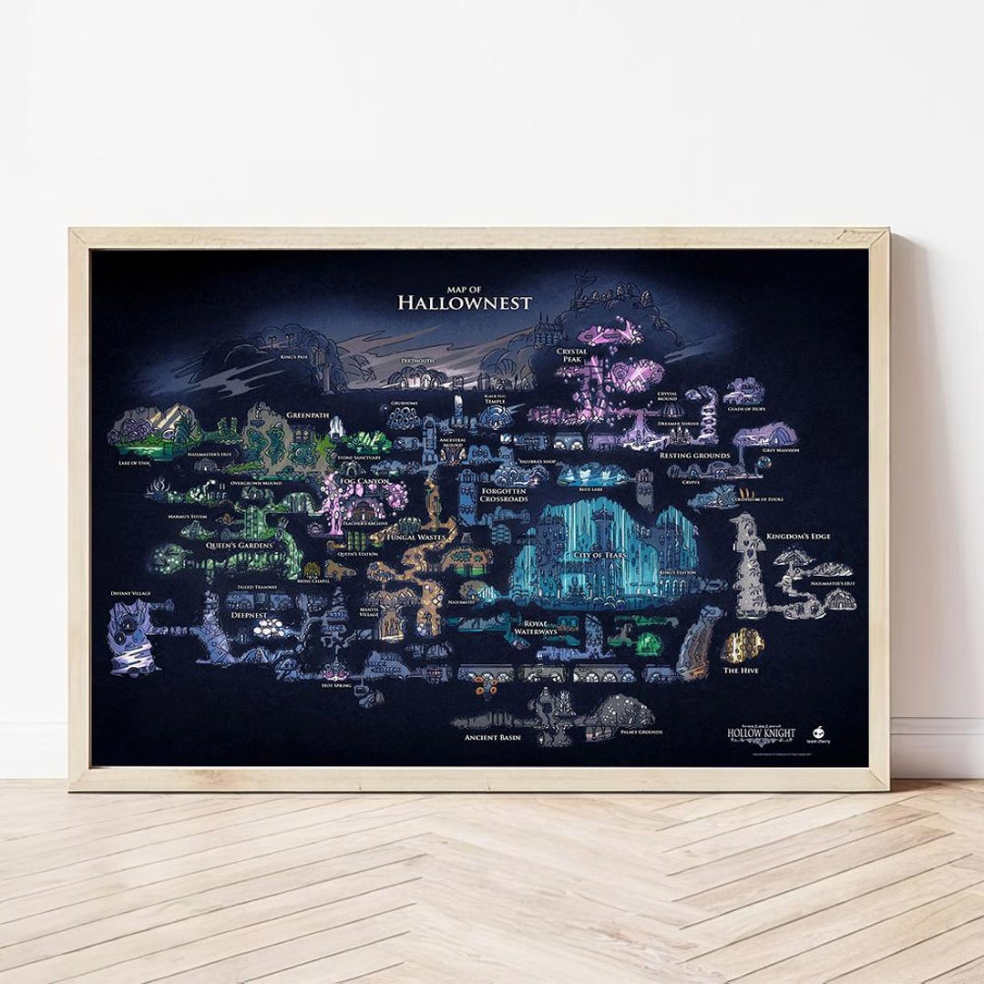 Hollow Knight Map of Hallownest Poster, Hollow Knight Wall Decor, Fine ...