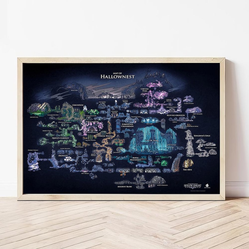 Hollow Knight Map of Hallownest Poster, Hollow Knight Wall Decor, Fine ...
