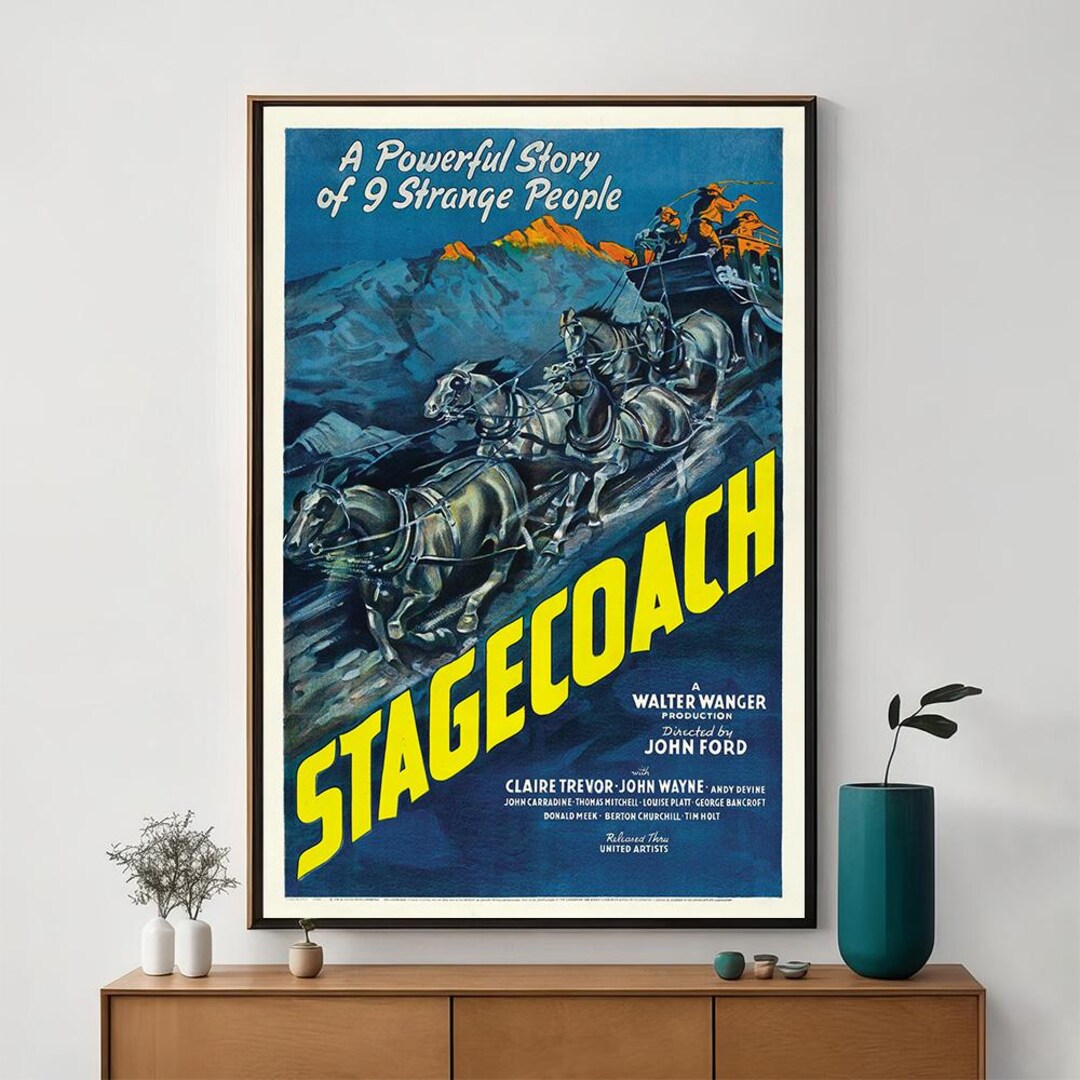 Stagecoach Movie Poster, Unique Cinema Art, Fine Canvas Art Print ...