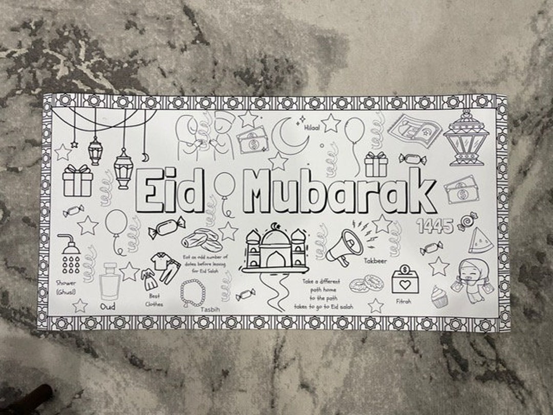 Eid Mubarak Colouring Poster Eid Ul Fitr 1445 - Etsy Canada