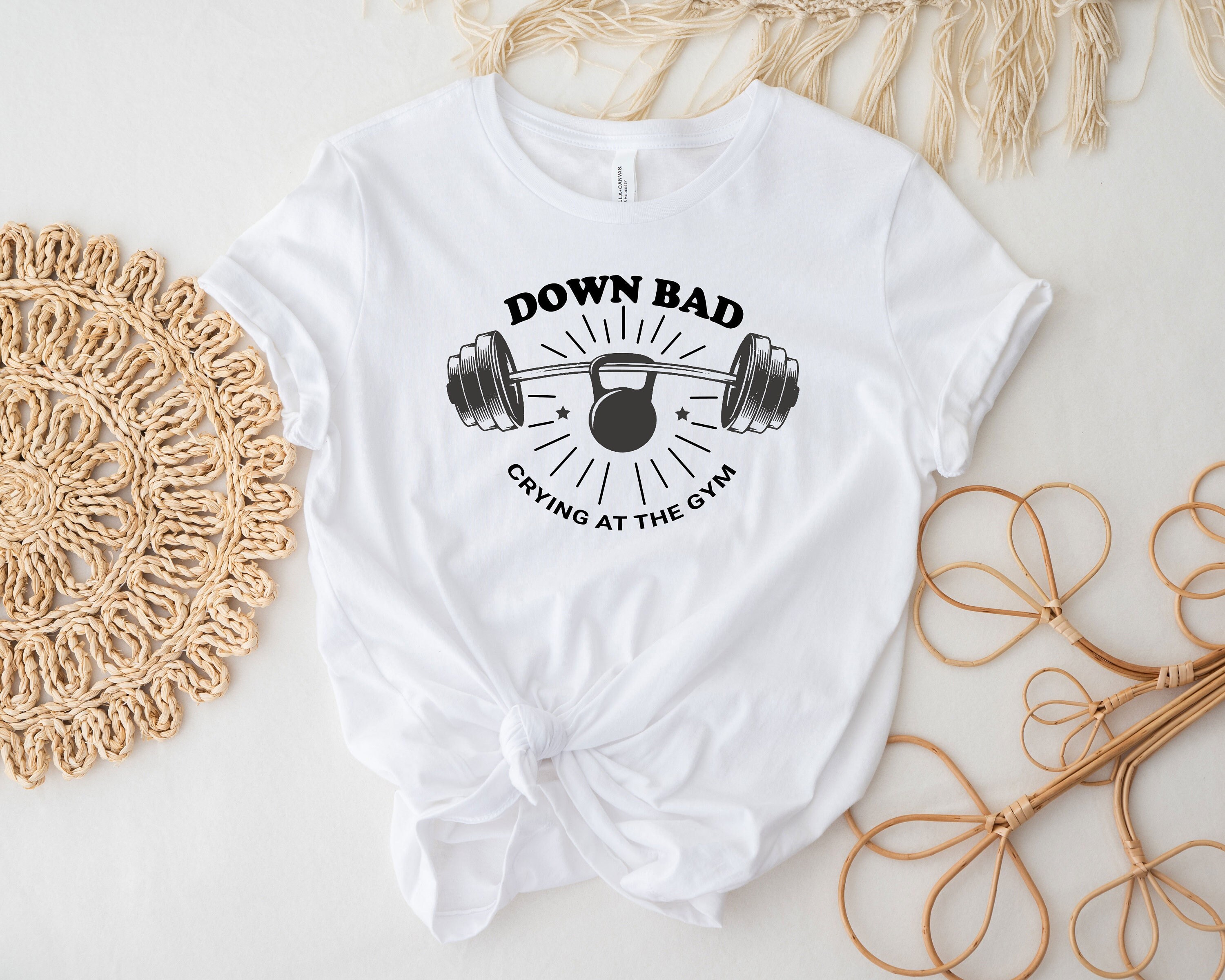 Down Bad Crying at the Gym Shirt, Funny Shirt, Workout Shirt, Gift for ...