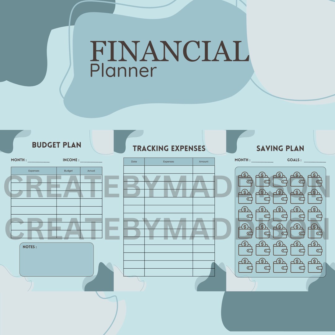 Blue Aesthetic Financial Planner A4 - Etsy