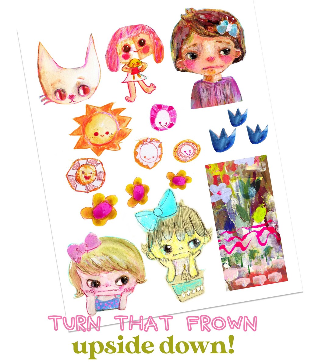 Turn That Frown UPSIDE Down Collage Sheet - by Mindy Lacefield - Etsy