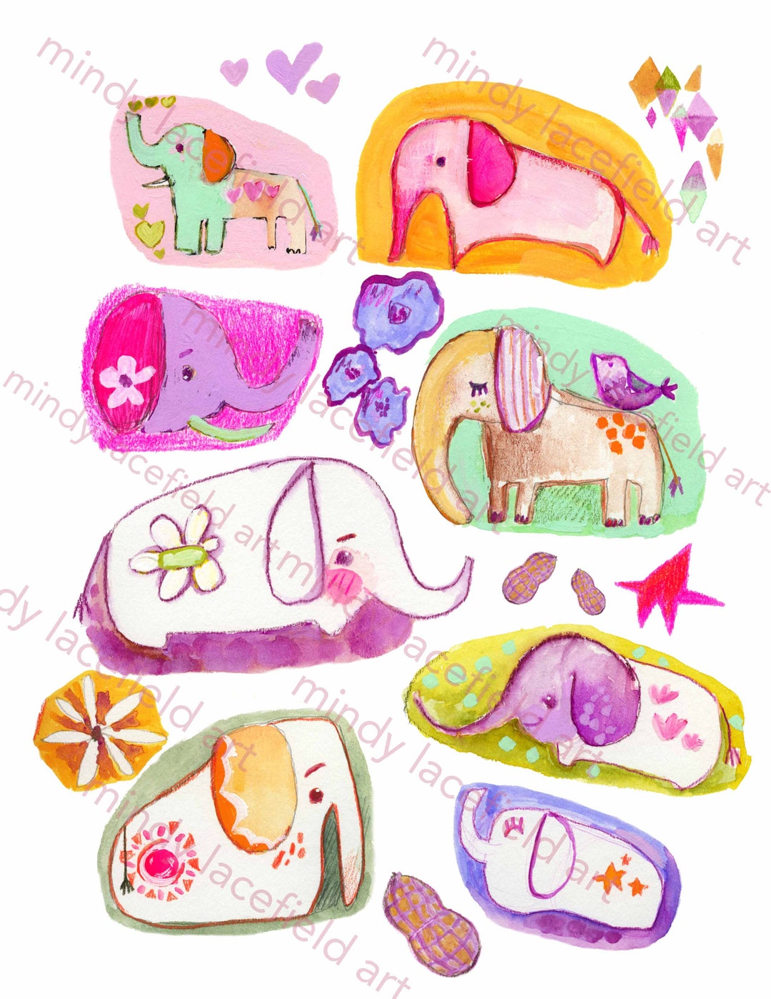 Cute Elephants Collage Sheet - by Mindy Lacefield - Etsy