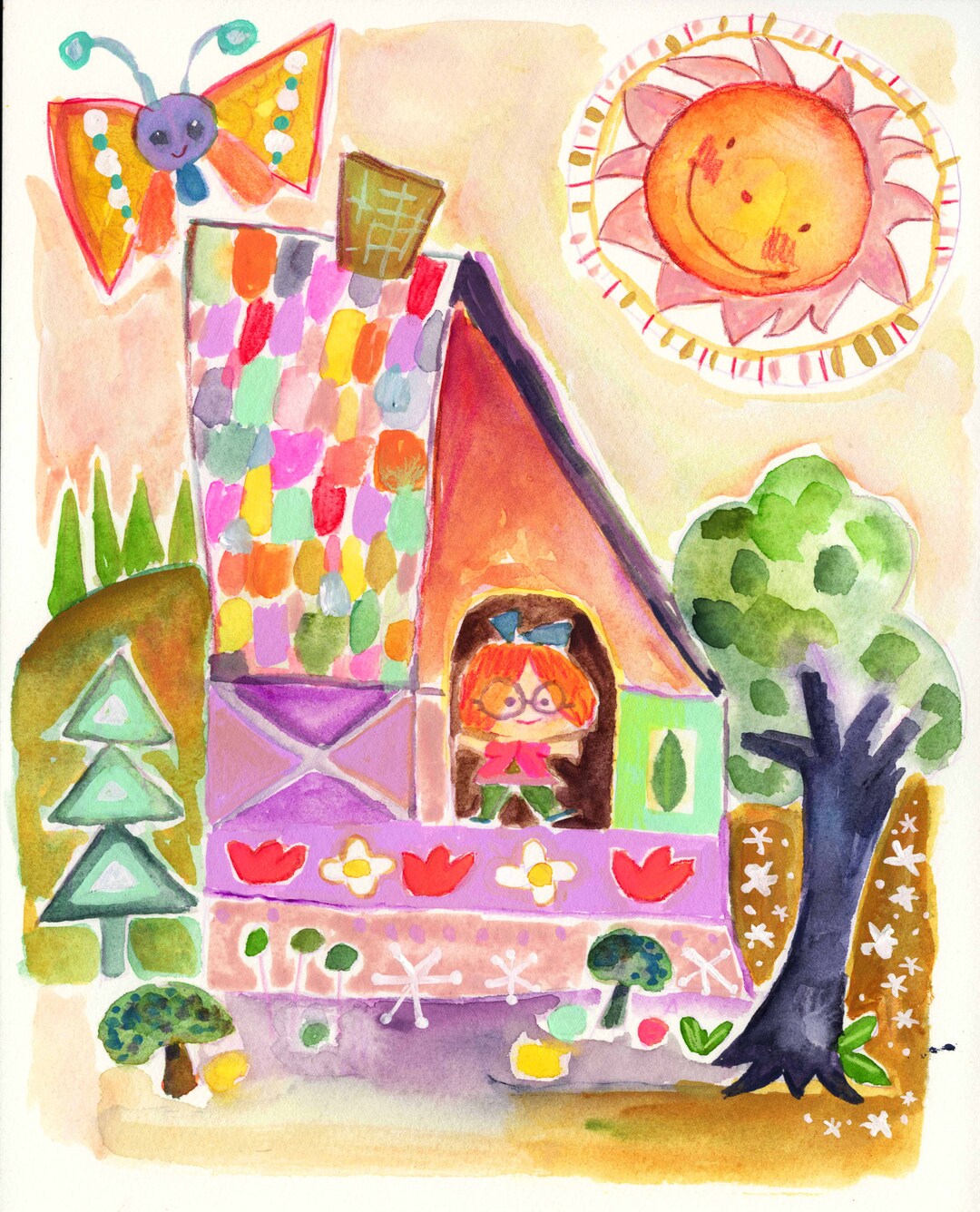 Happy Sun Home - Original 9x12 - Etsy