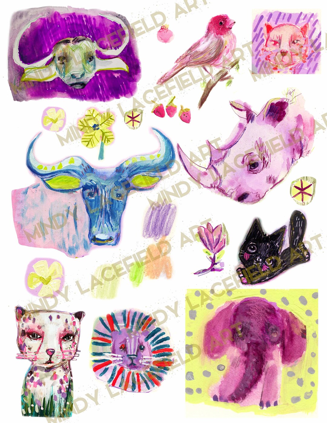 Safari ANIMAL Collage Sheet - by Mindy Lacefield - Etsy