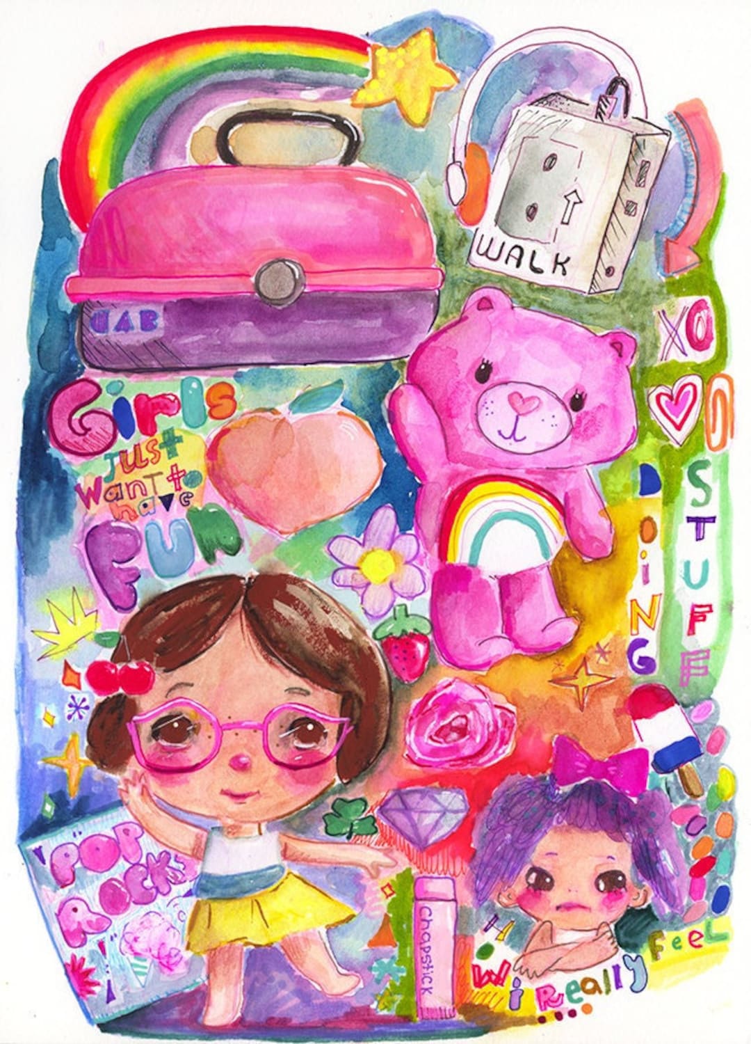 Girls Fun Art Print by Mindy Lacefield - Etsy