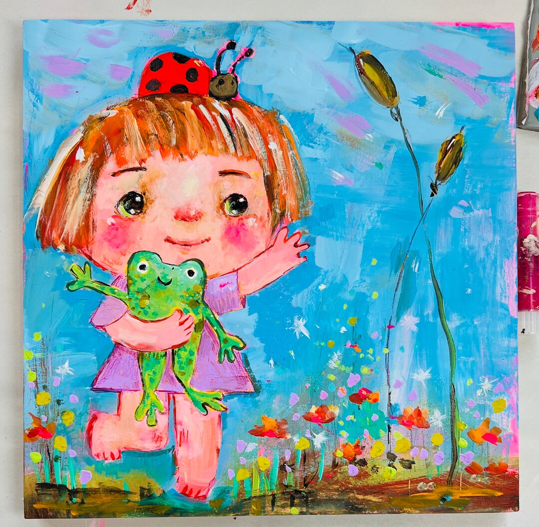 Froggie Friend Original 10x10 Painting WALL ART - Etsy
