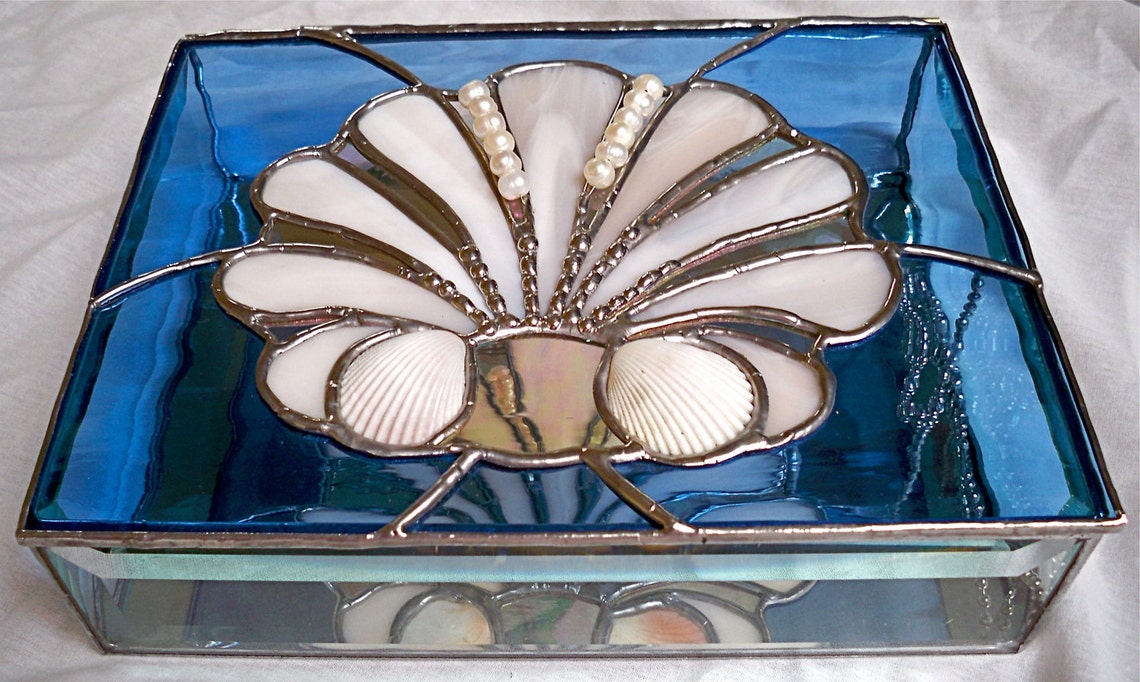 Stained Glass Jewelry Box Scallop Shell - Etsy