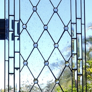 Diamond Grid Stained Glass Window Panel or Cabinet Door Insert - Etsy ...