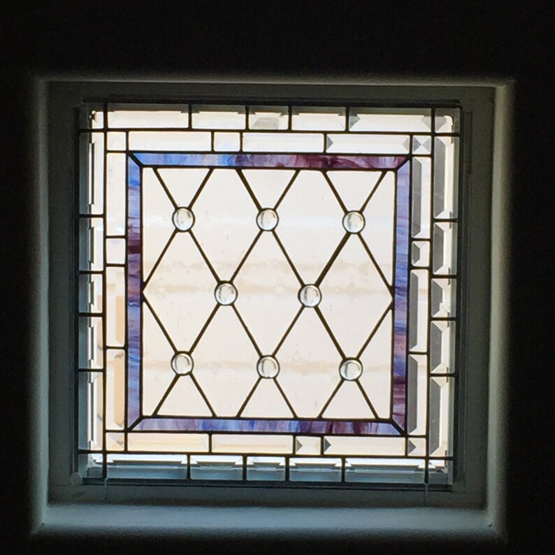 Diamond Grid Stained Glass Window Panel or Cabinet Door Insert | Etsy