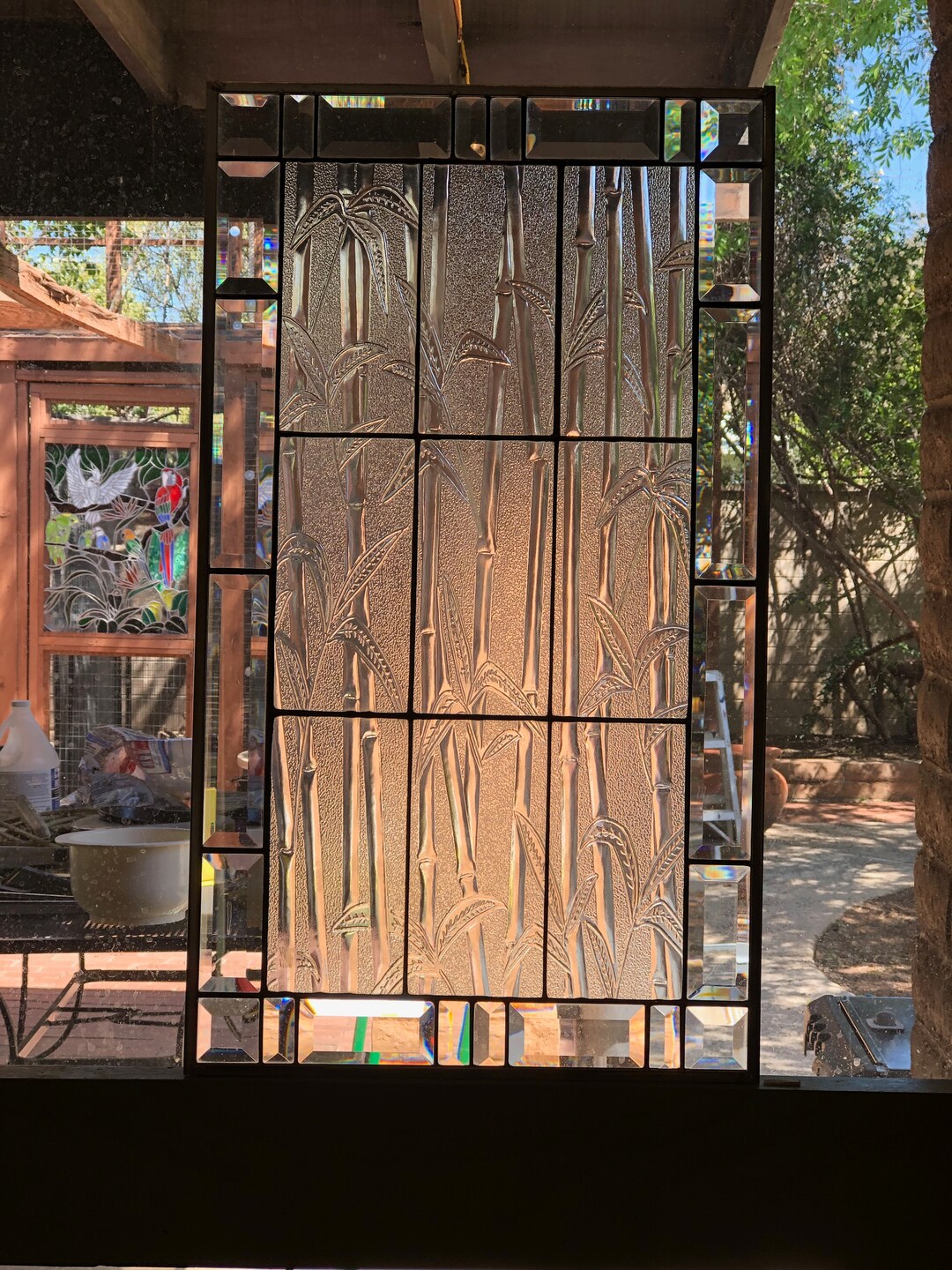 Bamboo Design Stained Glass Privacy Window Panel - Etsy