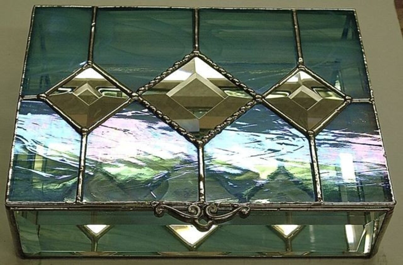 Stained Glass Jewelry Box With Triple Diamond Bevels - Etsy