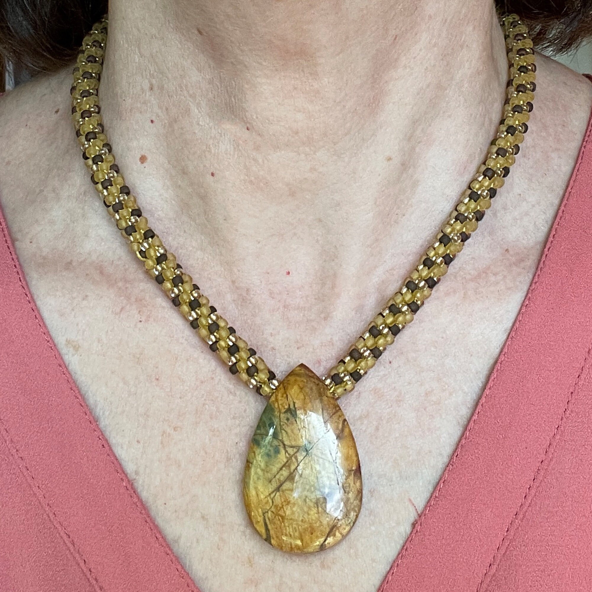 Butterscotch Gold & Brown W/ Red Creek Jasper Kumihimo Beaded - Etsy