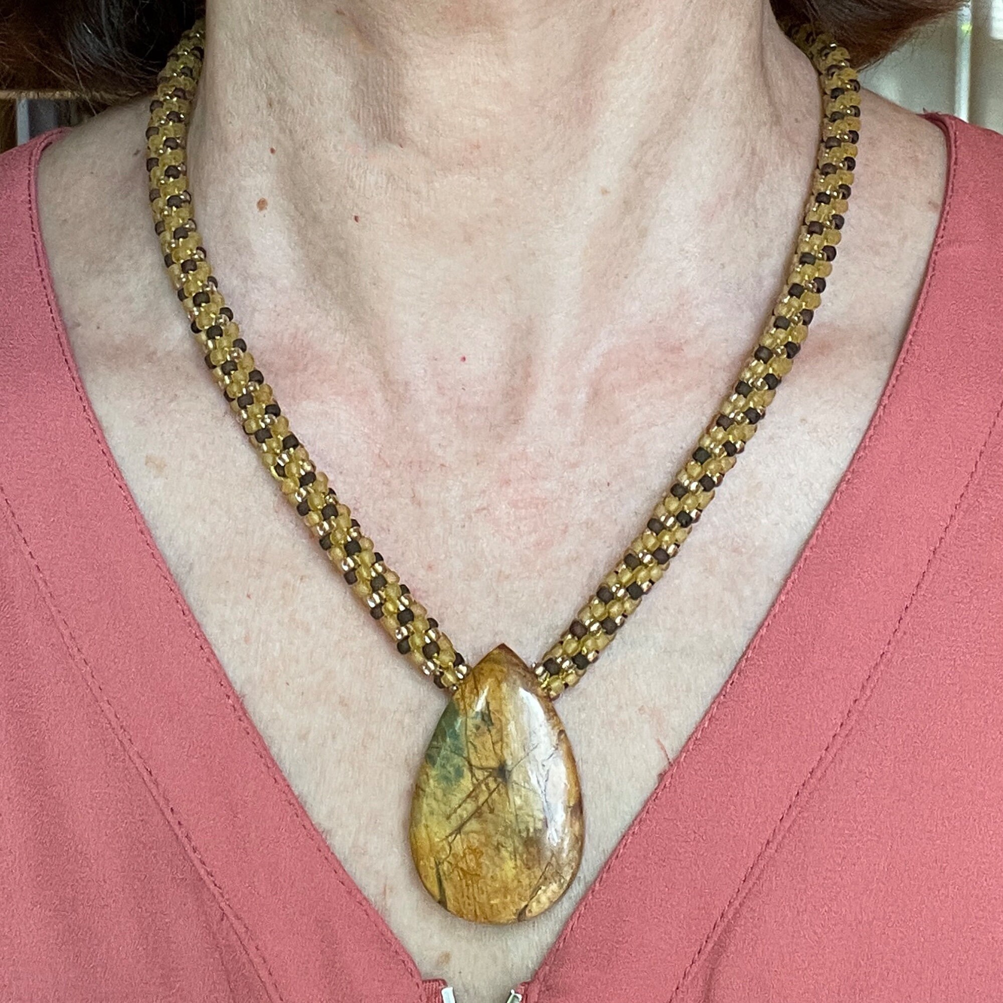 Butterscotch Gold & Brown W/ Red Creek Jasper Kumihimo Beaded - Etsy