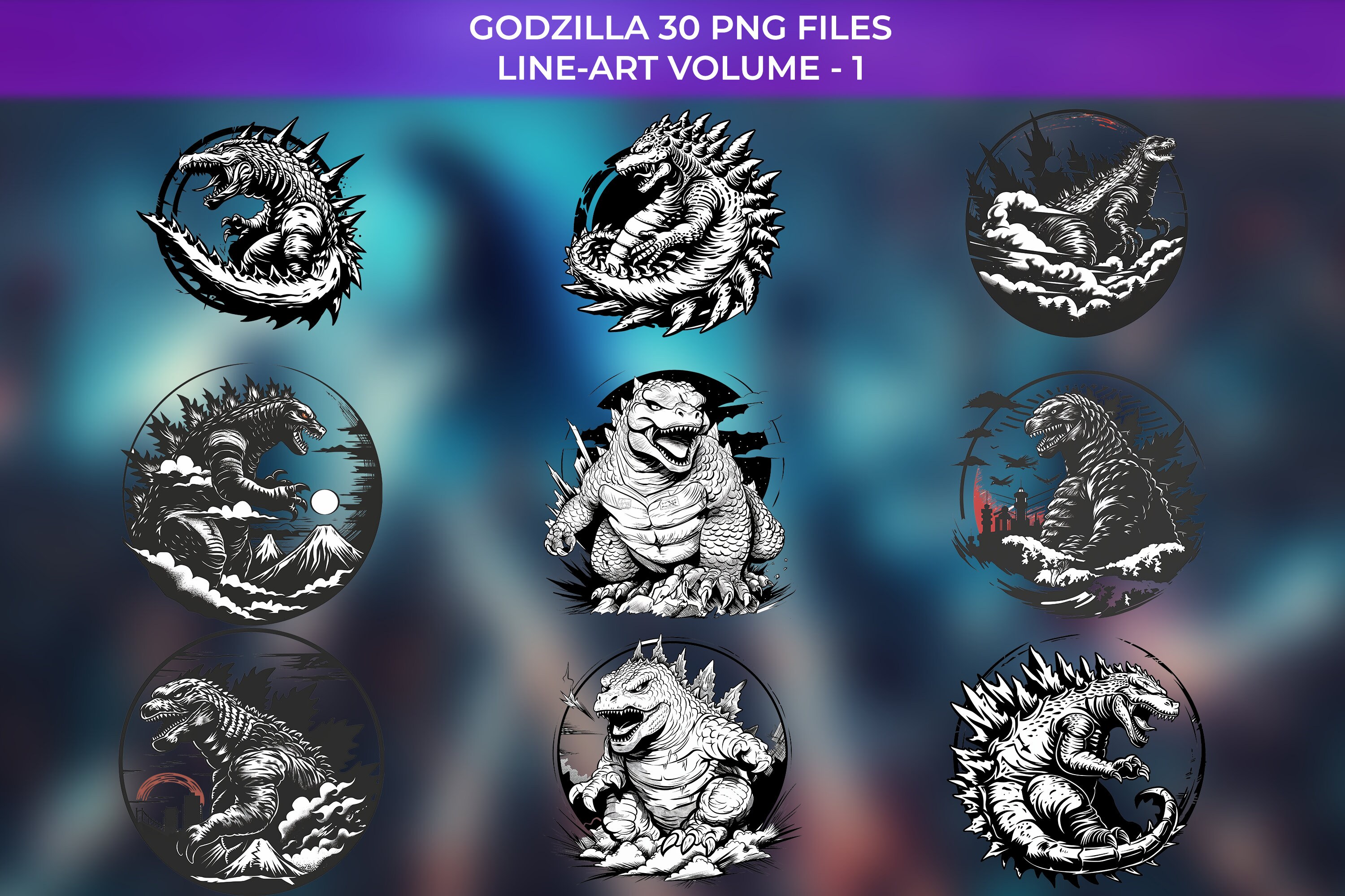Godzilla Clipart, PNG Files Bundle, Godzilla Minus One Godzilla Shirt ...