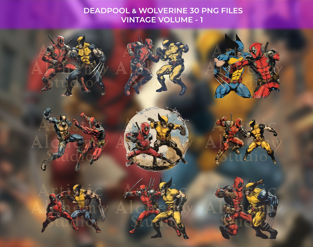 Deadpool & Wolverine Clipart Bundle: PNG SVG Files for Cricut, T-shirt ...