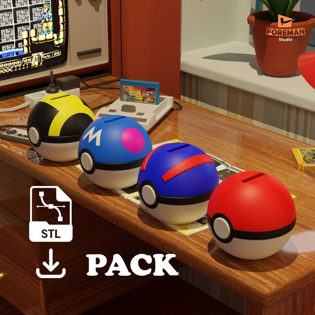 POKEMON Pokeball Masterball Ultraball Greatball Piggy Banks. 3D Printer ...
