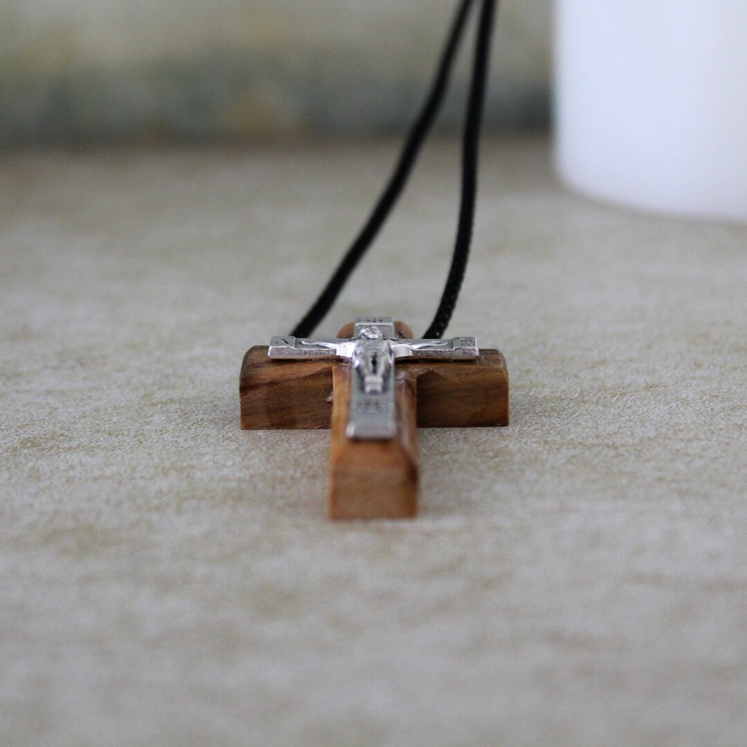Handmade Olive Wood Crucifix Necklace: Jerusalem Holy Land Cross - Etsy