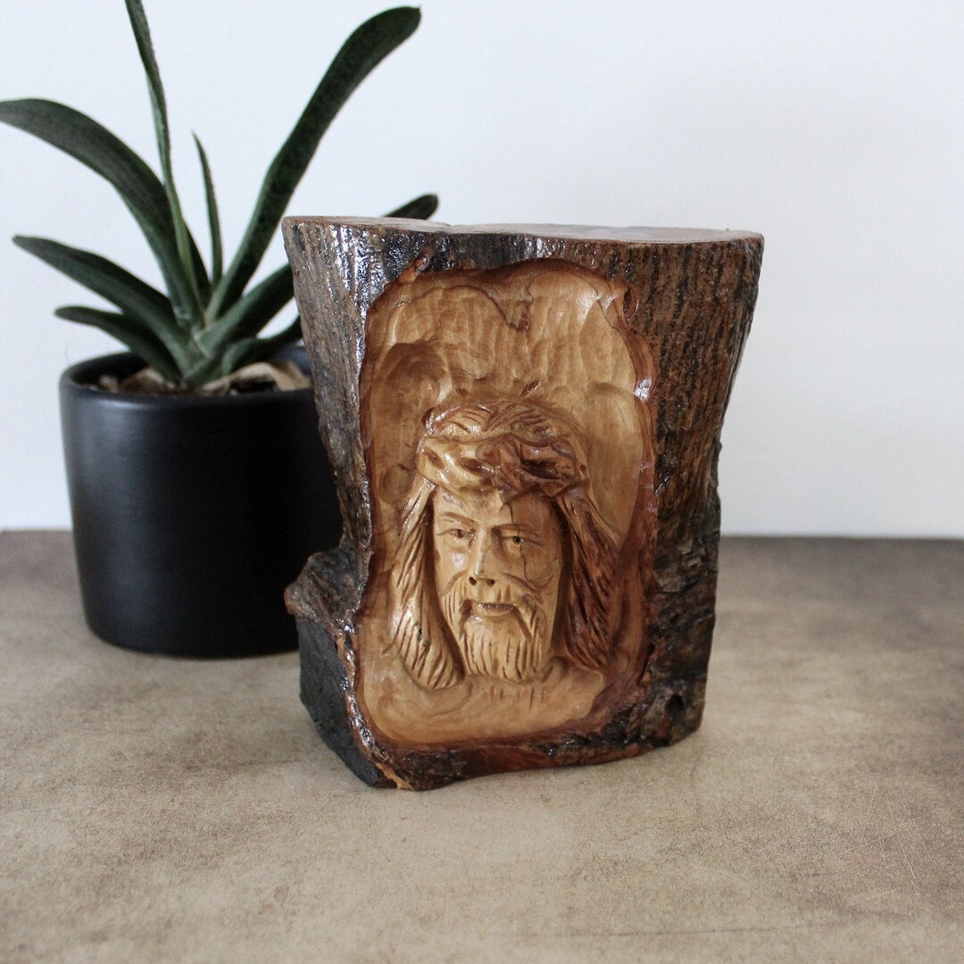 Table Top Sculpture of Jesus Curved in Olive Wood, Religious Gift of ...