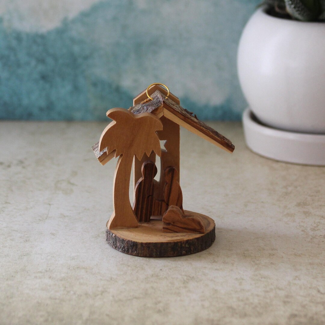 Handmade Olive Wood Grotto, A Nativity Set Decoration, Nativity Scene ...